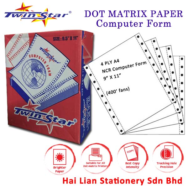Twin Star A4 NCR Computer Form 4 Ply